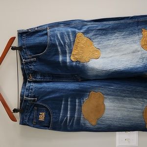 Unk | Jeans | Vintage Mens Unk Nba Leather Patch Baggy Fit Jeans Sz 4 Long 90s Denim 40x35 ...